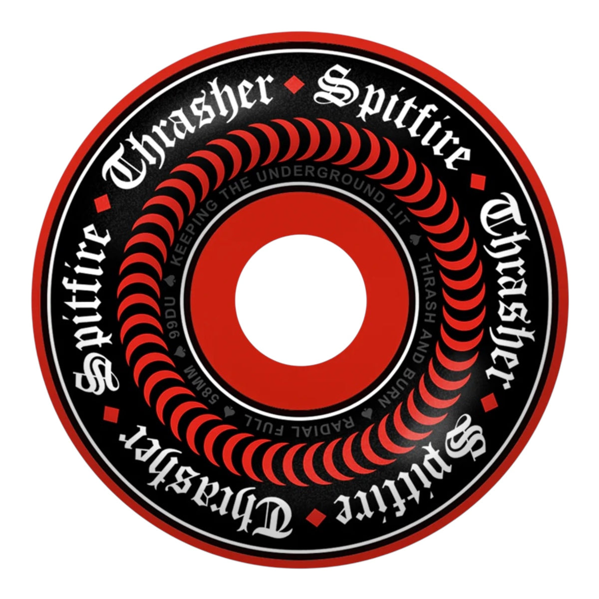 Spitfire x Thrasher Oath Radial Full Formula Four 99D Wheels 58mm– Relief Skate Supply